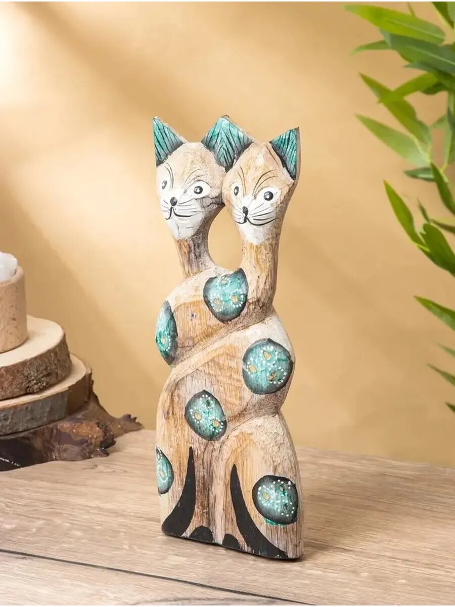 Интерьерный сувенир 'Зеленые сиамские кошки'