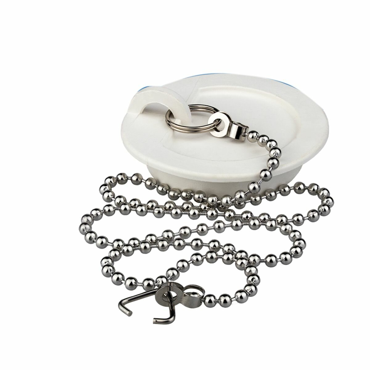 Пробка для ванн и раковин MasterProf с цепочкой, нержавеющая сталь, 45 см, белая