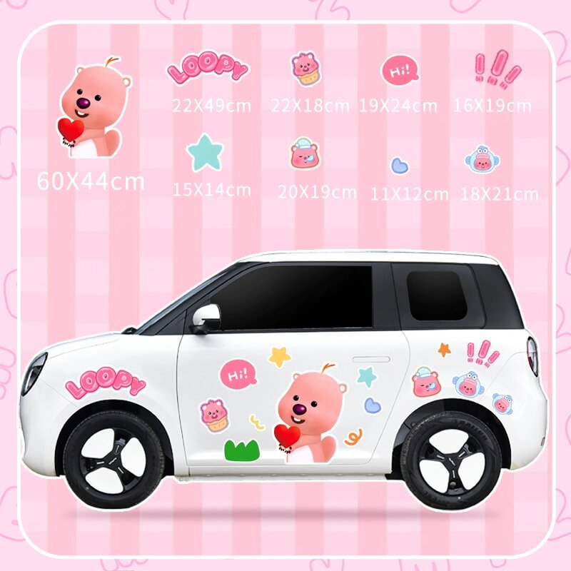 Наклейки на кузов автомобиля Panda mini, липкие, в виде лоуипа, рубинового маленького бобра, для декора кузова,