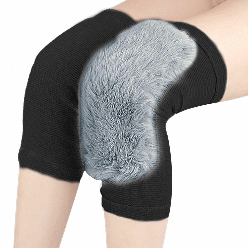 Теплые и высокоэластичные наколенники из длинного штапеля-черный-XL