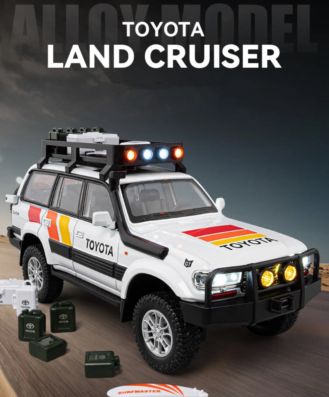 Коллекционная масштабная модель Toyota Land Cruiser 80 1:24 (металл, свет, звук)