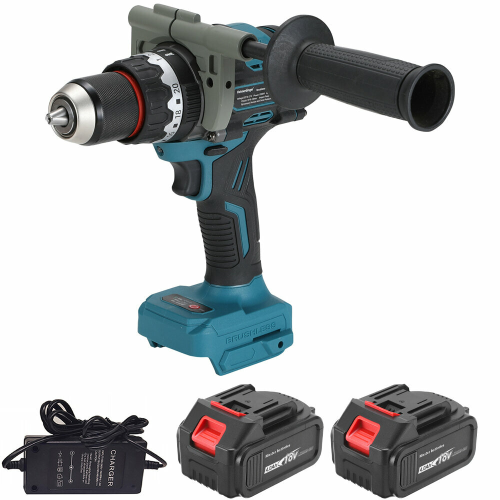 Бесщеточная ударная дрель 18В Н м 2000 об/мин + гироскоп 3 режима (профессиональный инструмент для бетона)