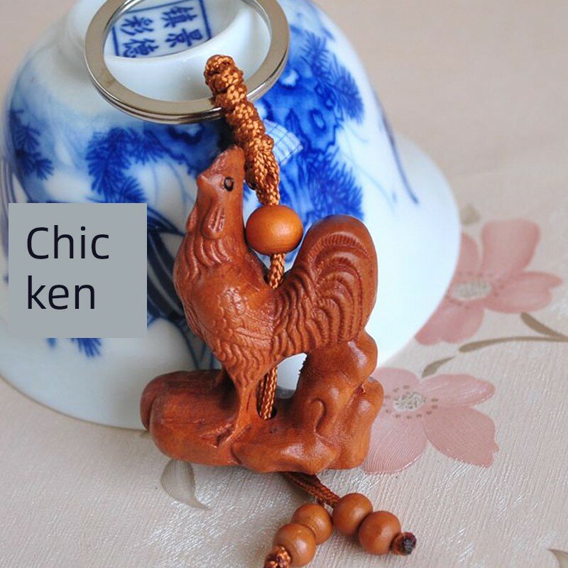 Персонализированные резные подвески из персикового дерева с изображением знаков зодиака: Крыса, Бык, Тигр, Кролик,