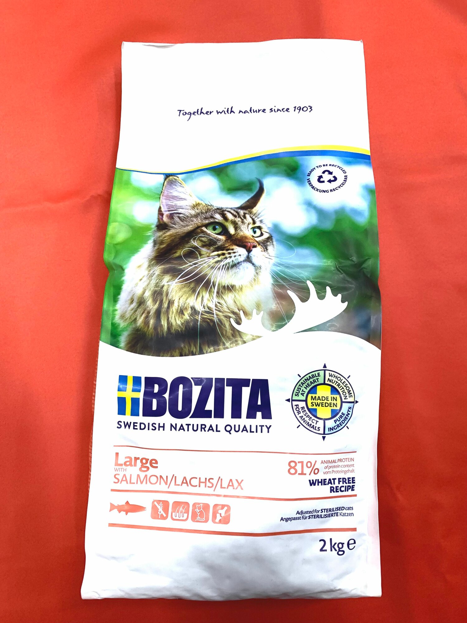 Корм для кошек крупных пород и быстрорастущих Bozita Швеция , лосось