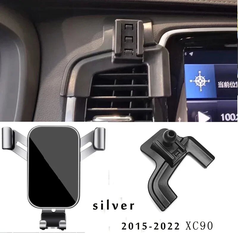 Автомобильный держатель телефона с левым рулем для Volvo s60 v60 s90 v90 xc40 xc60 xc90, silver