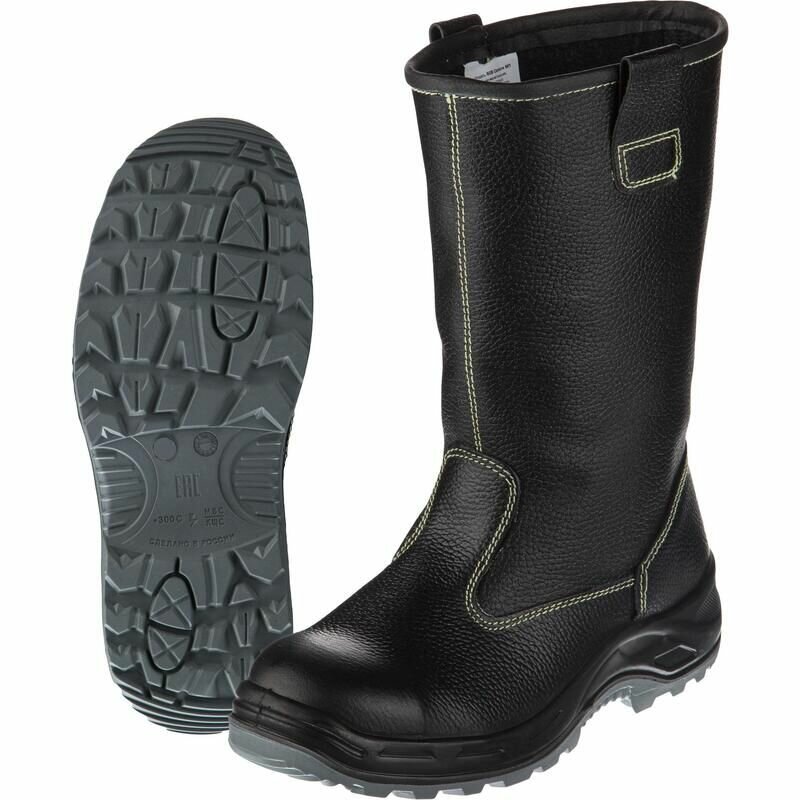 Сапоги сварщика Профи 60В МП ПУ-нитрил натуральная кожа черные с металлическим подноском размер 44