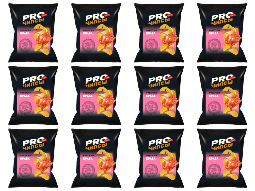 PRO-чипсы Чипсы со вкусом Краба, 60 г, 12 шт