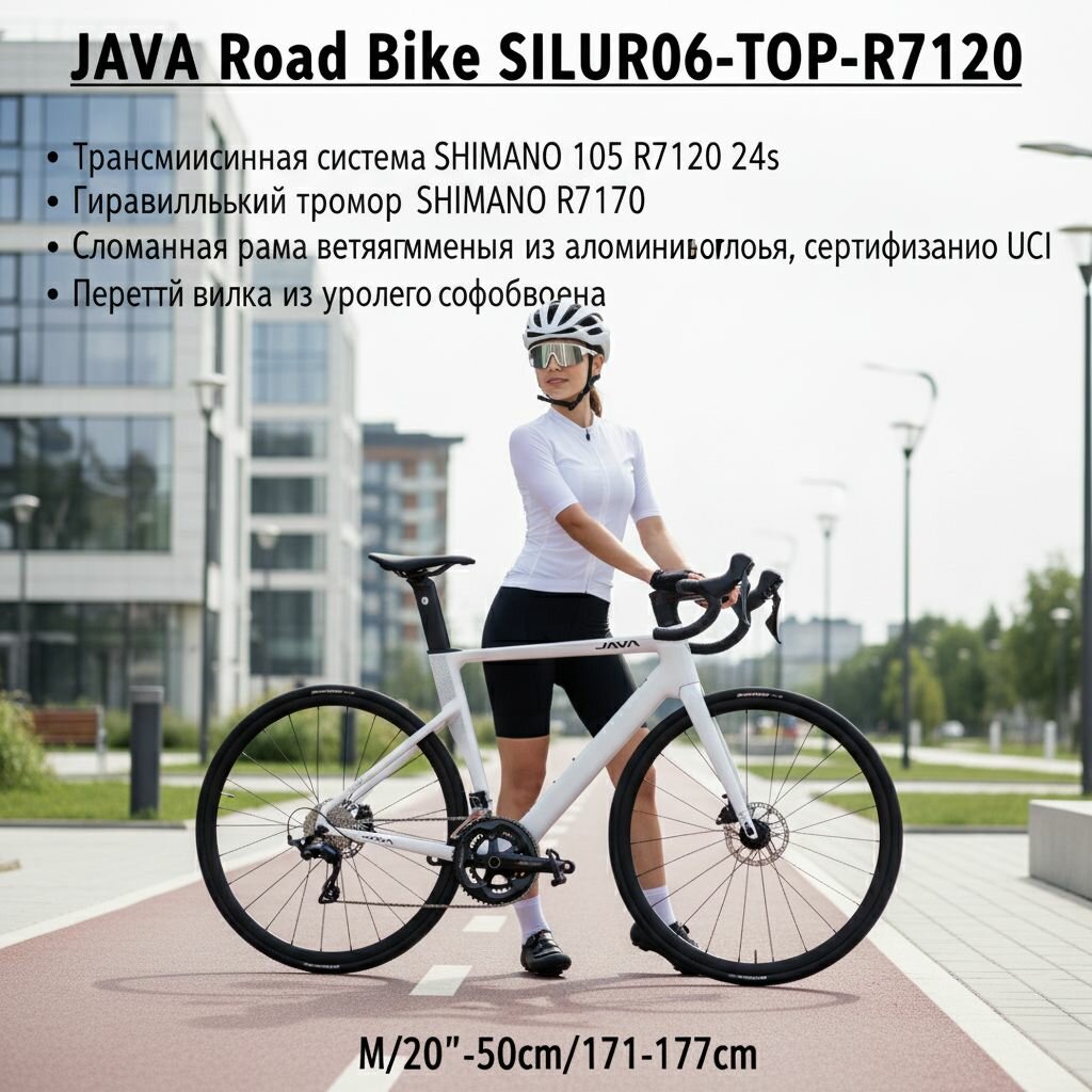 Шоссейный велосипед JAVA SILURO6-TOP, сертифицированная UCI ветрозащитная рама, shimano 105 r7120*24s, гидравлический тормоз shimano 105