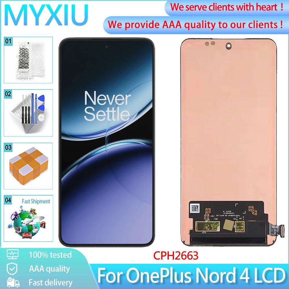 6,74 "AMOLED для OnePlus Nord 4, ЖК-дисплей, сенсорный экран, оригинальный CPH2663, замена дигитайзера в сборе для OnePlus Nord 4, ЖК-дисплей