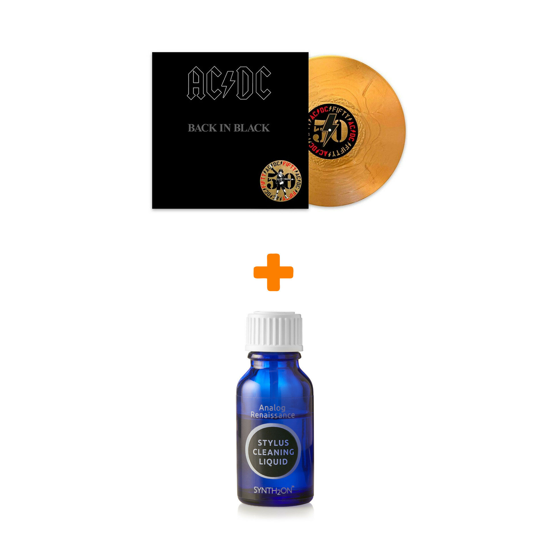 AC/DC Back In Black 50Th Anniversary Gold Nugget Vinyl LP + Жидкость для игл Shine