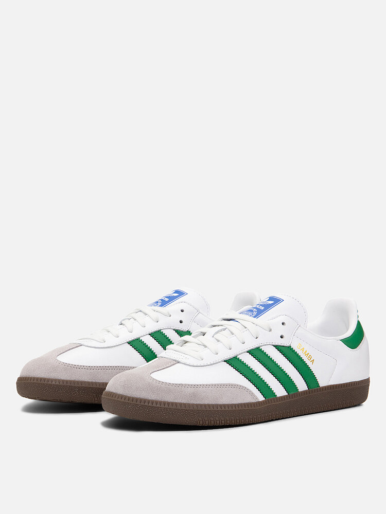 Кроссовки adidas Samba OG, размер 45, белый/зеленый — фото 1