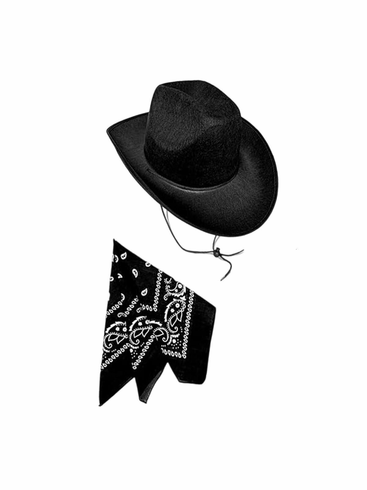 Детский ковбойский набор: шляпа и бандана, Черный