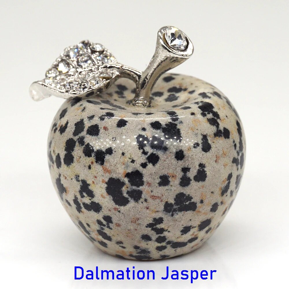 Статуя яблока из камня 30 мм 1 PCS, Dalmation Jasper