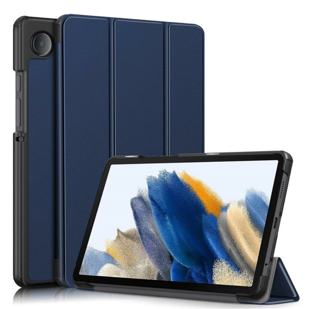 Чехол для планшета Tri-fold Caster с функцией пробуждения и гиbernцации для Samsung Galaxy Tab A9 (SM-X110 SM-X115)/A9 plus 2023, размеры 8.7/11 дюймов, цвета Черный, темно-синий, Розовое золото, Серый, материал Пластик, искусственная кожа, микрофибра,