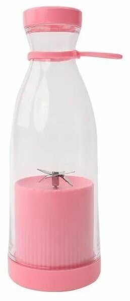 Портативный блендер-бутылка Mini Juice / Миксер для приготовления смузи и коктейлей розовый