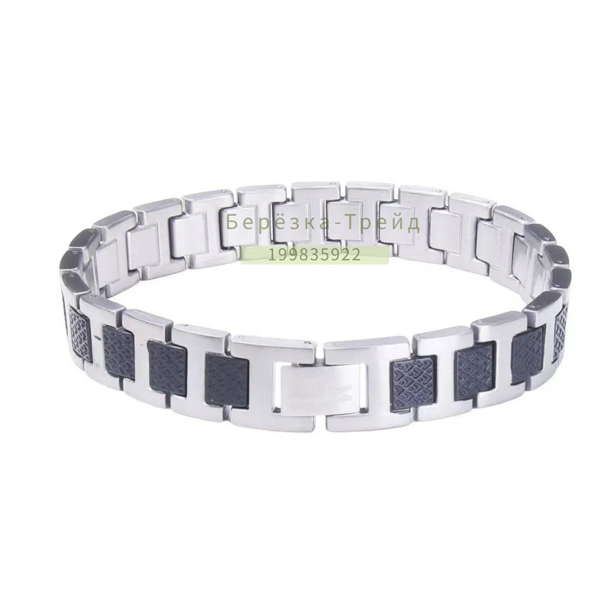 Браслет-цепочка 21cm Серебряно-черный браслет с чередованием Титановый сплав