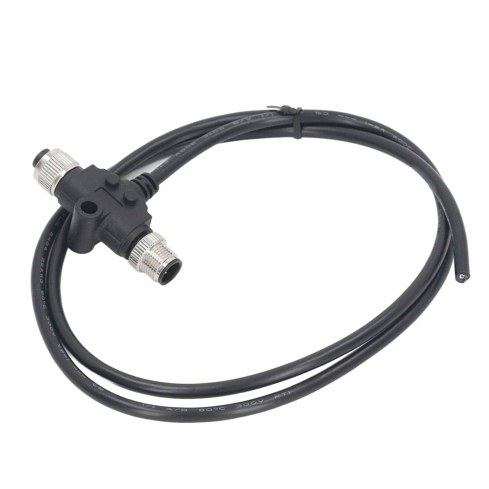 4-контактный разъем M12 с проводом длиной 1 метр, IP67, водонепроницаемый, T-тип, электрическая авиационная вилка, 4A, 250 В переменного тока, 250 В постоянного тока