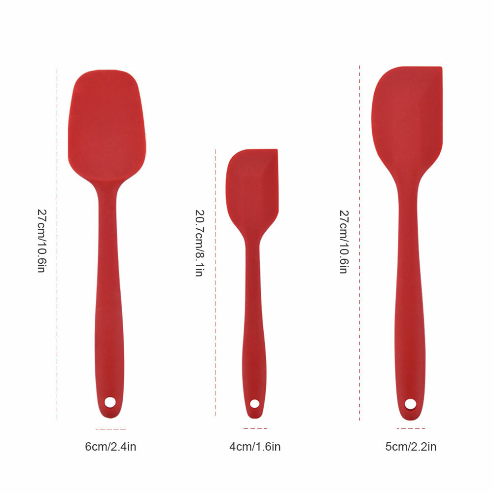 Набор из 3 силиконовых лопаток для кухни, жаропрочные антипригарные аксессуары для готовки и выпечки