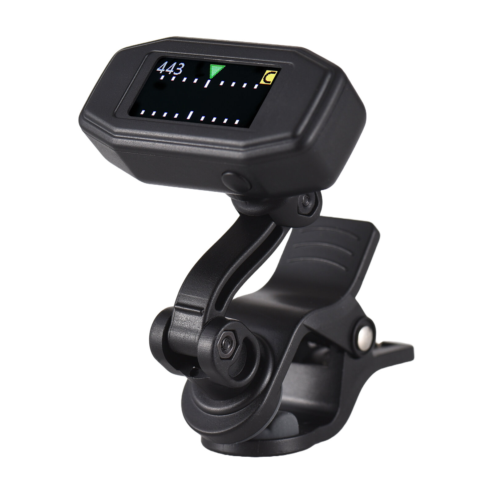 AROMA Guitar Tuner Clip On для Chromatic Guitar Bass Violin Ukulele TFT Color Screen Dynamic Display Rechargeable Portable с Foldable Rotating Clip Universal Guitar Accessories Black 41*60*21mm 1*Tuner 1*Charging Cable 1*Instruction Manual