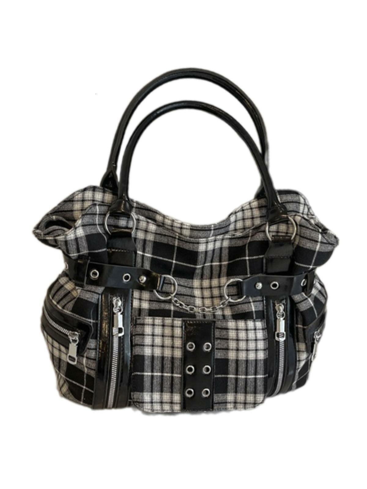 Сумка на цепочке в стиле готик-панк с достаточным пространством, сумки для подмышек, холщовая сумочка для повседневных вещей и многого другого