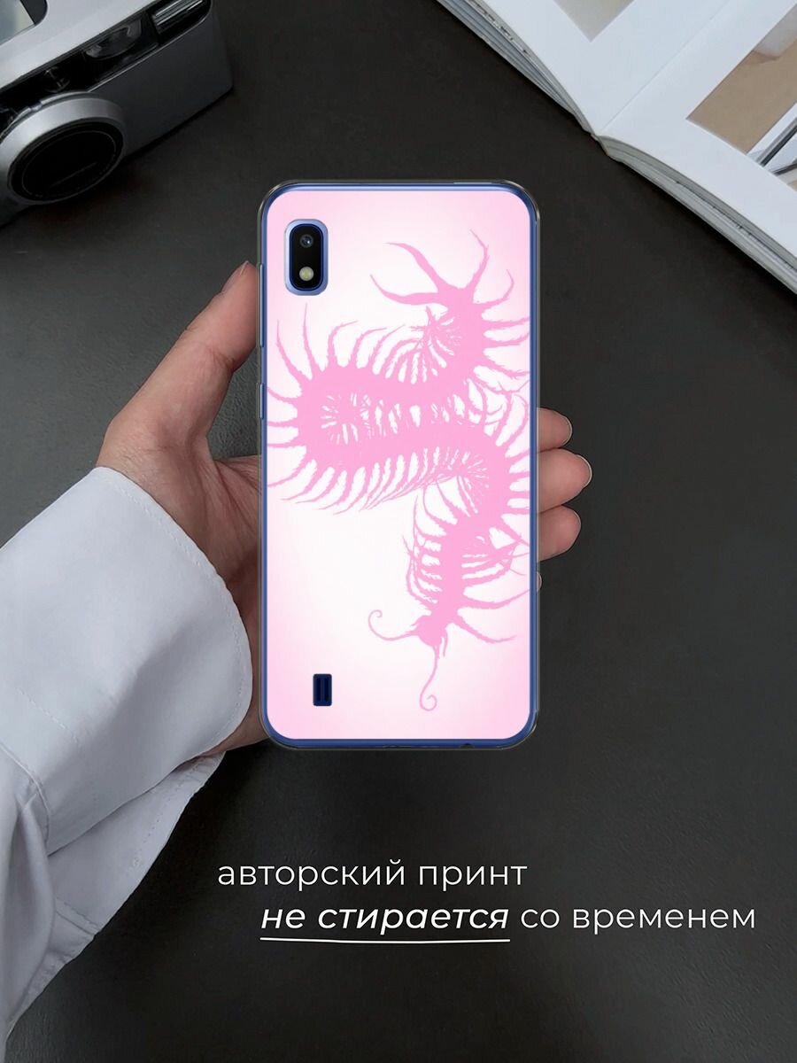 Чехол на Samsung Galaxy A10 / Самсунг Галакси А10 с принтом Розовая многоножка — фото 1