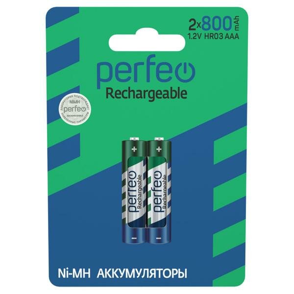 Аккумулятор Perfeo AAA 800mAh Ni-Mh 1.2v BL2 PFAAA800/2BL, 2шт.