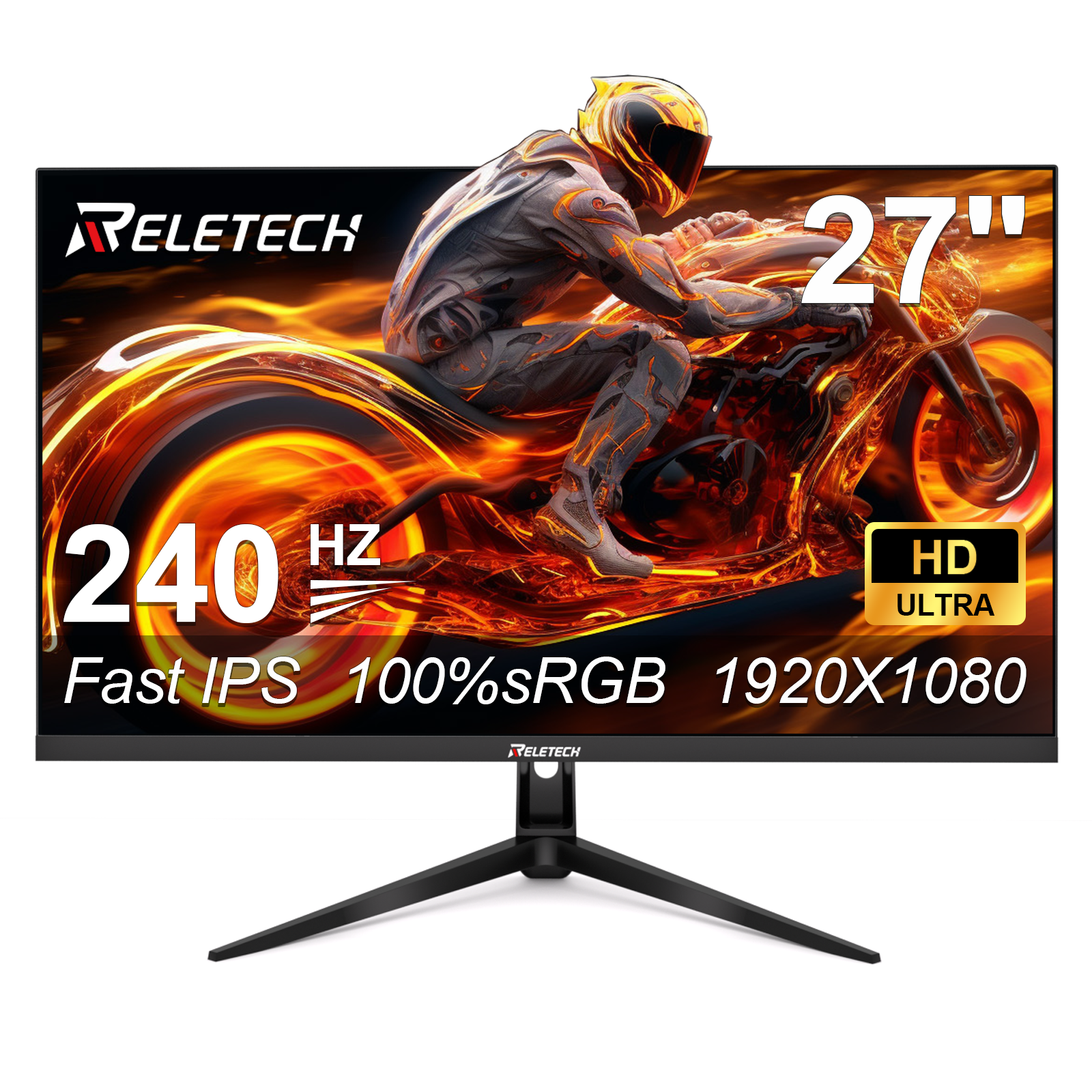 Монитор игровой Reletech 27 " 240 Гц, Fast-IPS, 1ms, 1920x1080, HDMI+DP, FreeSync/G-Sync, для компьютера, R27 Fury