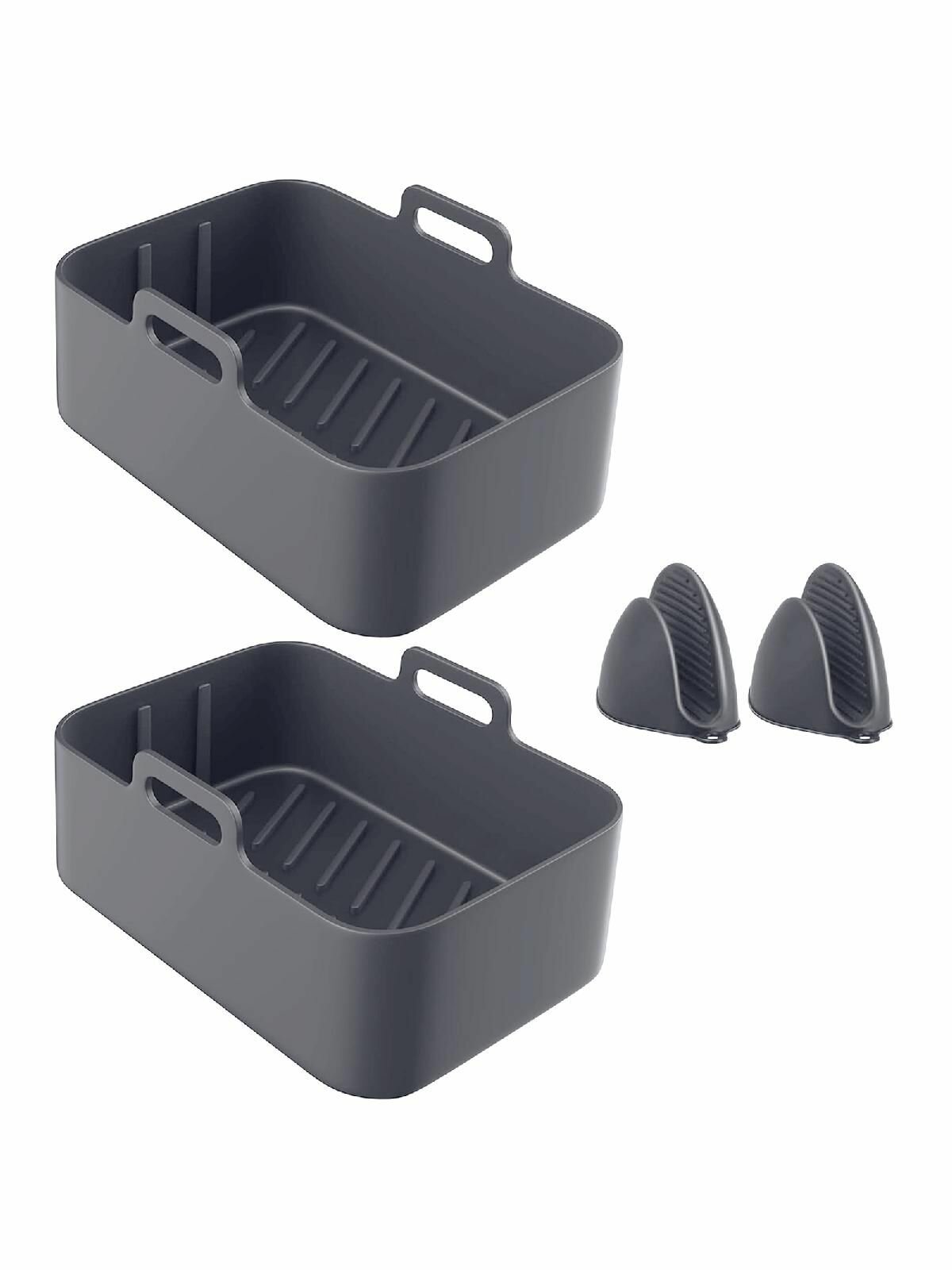 Аэрогриль, Переносная корзина для фритюрницы емкостью 10 кв. м с зажимом для рук подходит для Ninja Foodi DZ201-серый