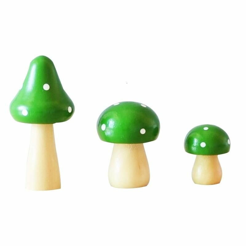 Маленькие грибы для поделок из цельного дерева-зеленый