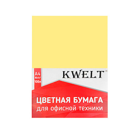 Бумага " KWELT " пастель, А4, 80г/м2, 100 листов, цвет желтый