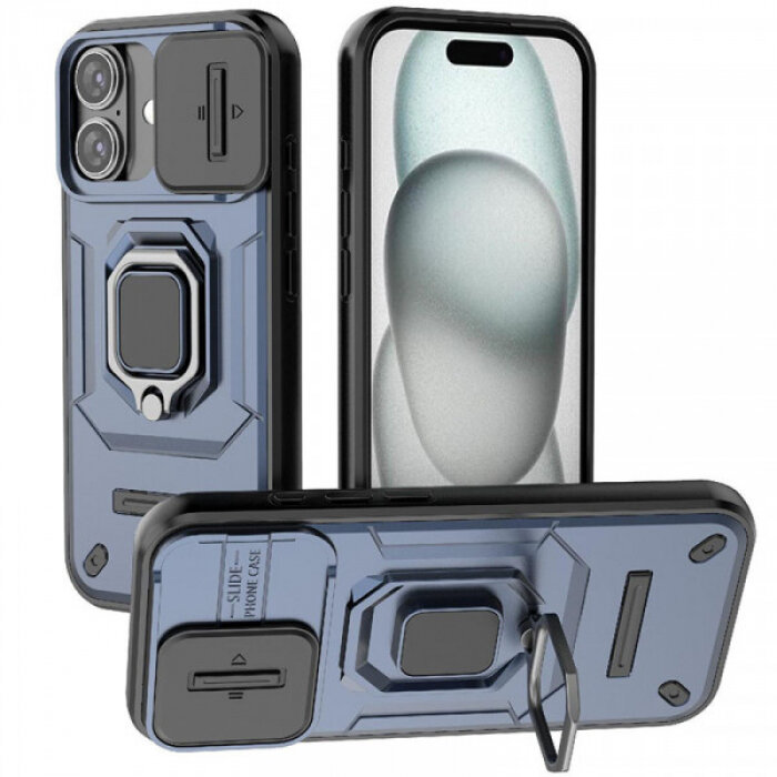 Transformer Ring Holder Противоударный чехол с кольцом и шторкой камеры для iPhone 17