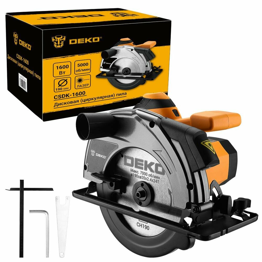 Дисковая циркулярная пила DEKO CSDK-1600 1600Вт 190мм 085-1151