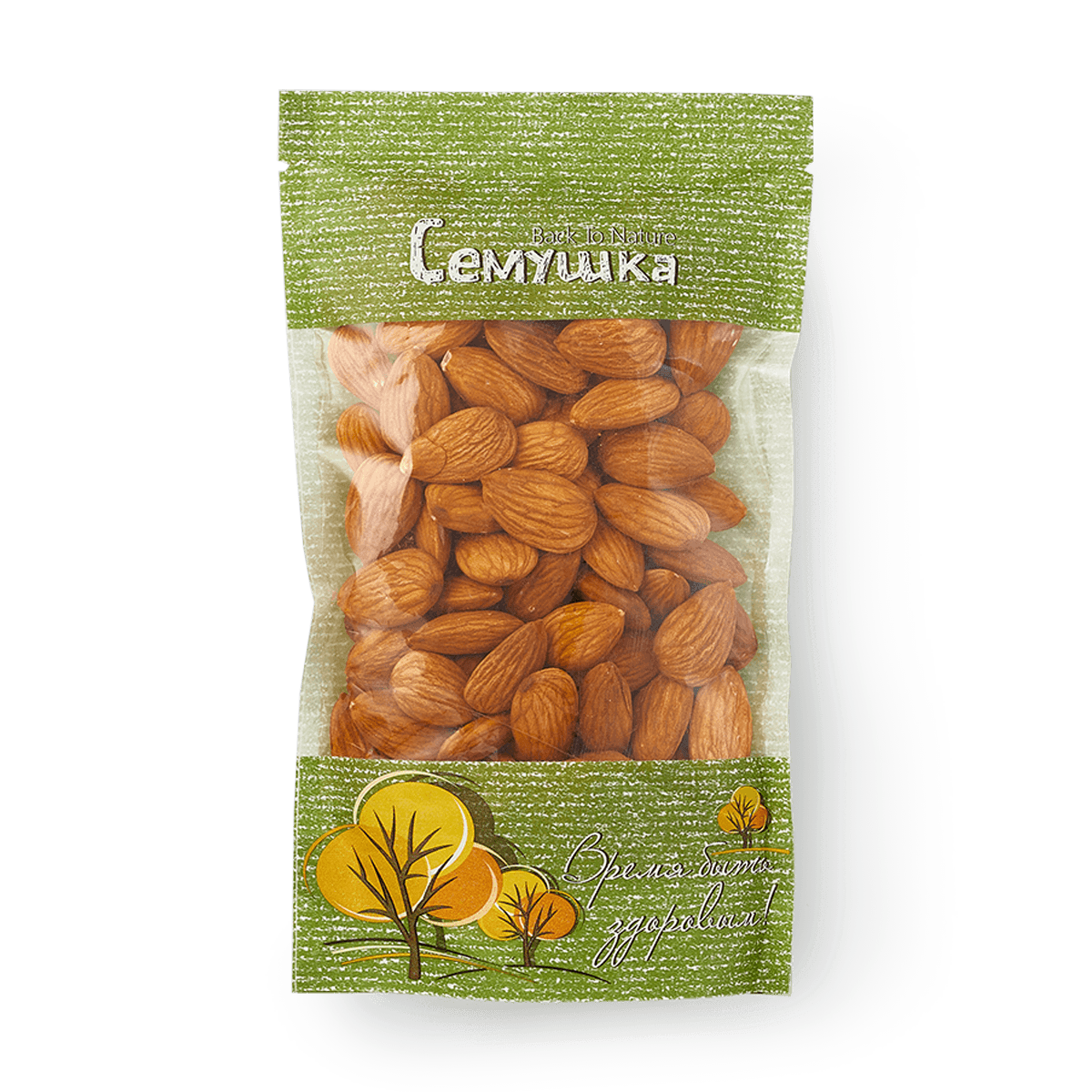 Миндаль сушёный, цельный «Семушка», 120 грамм, пластиковый пакет