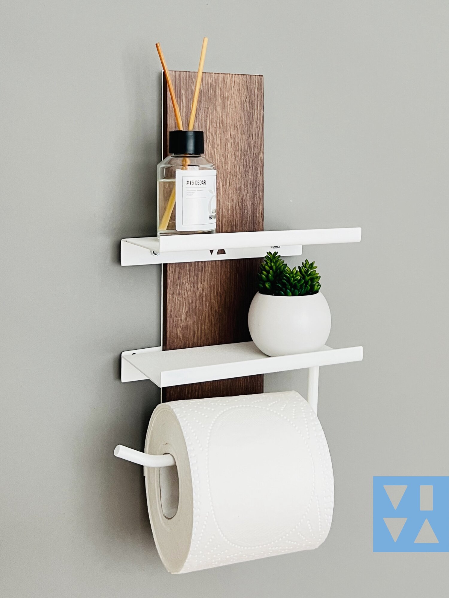 Держатель для туалетной бумаги без сверления с полкой Molinardi Creativo