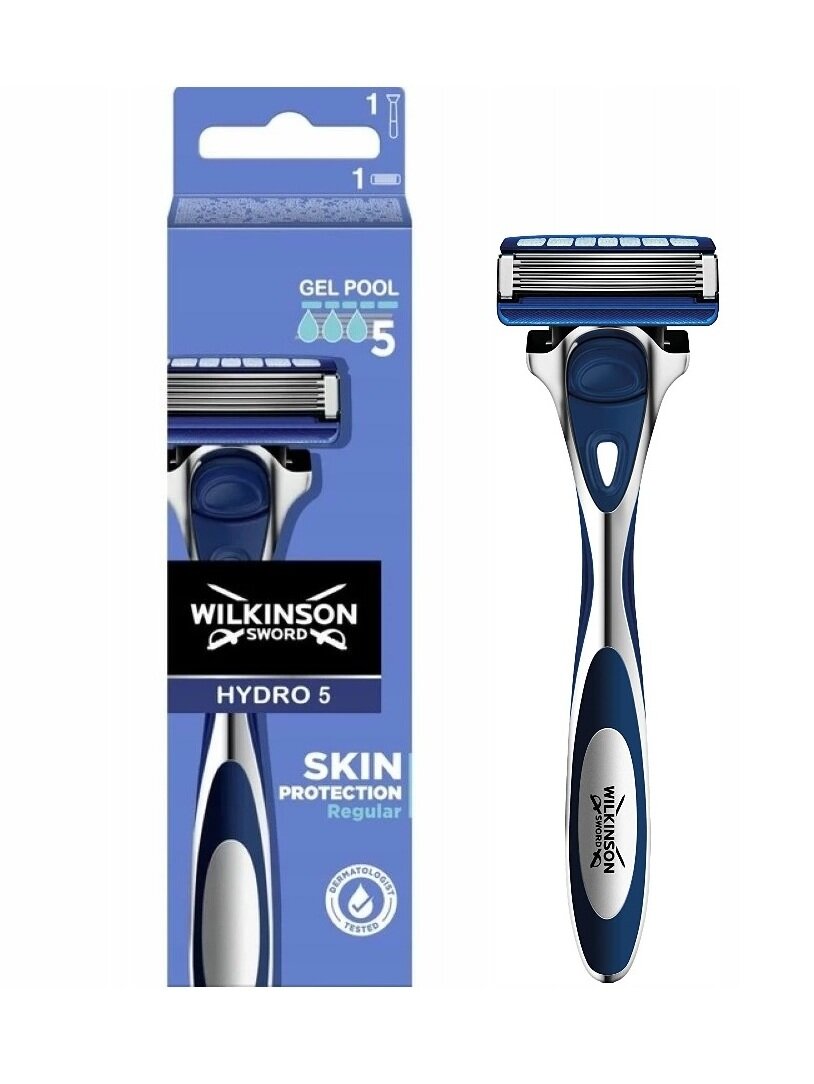 Wilkinson Sword Hydro 5 Skin Protection Regular / Бритвенный мужской станок с 1 сменной кассетой.