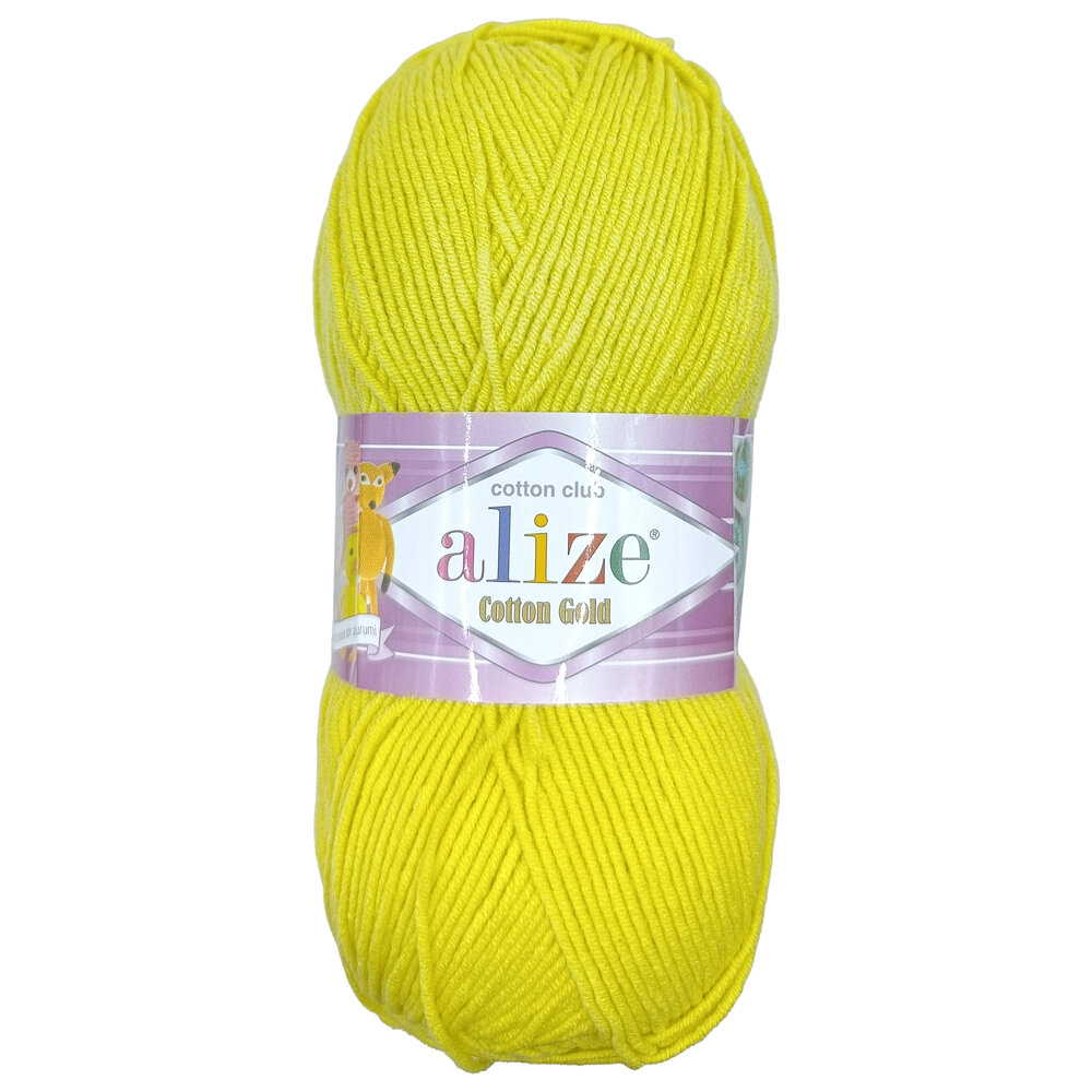 Пряжа для вязания Alize Cotton gold 668 лимонный 1 моток. 100 гр/330 м 55% хлопок, 45% акрил