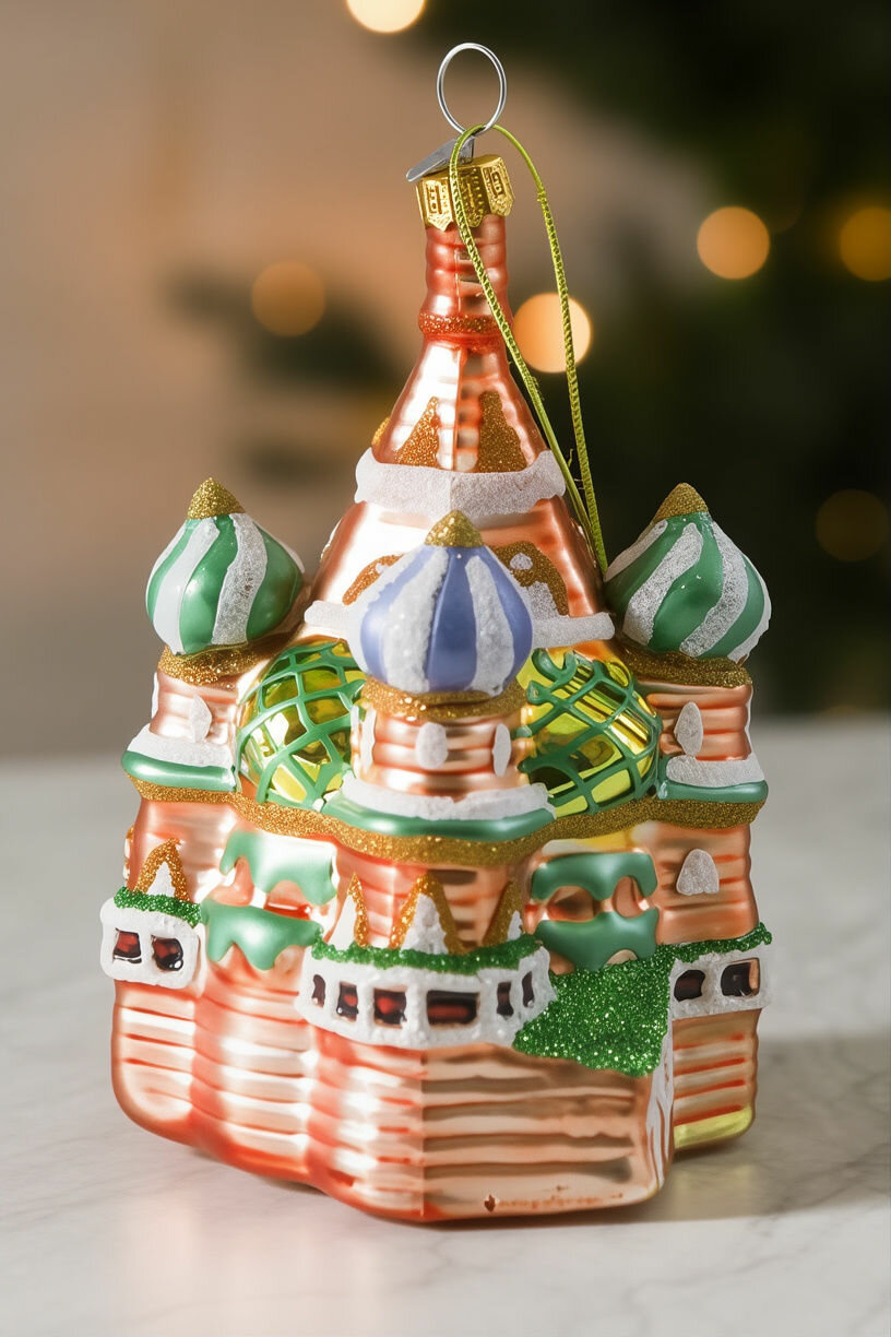 Ёлочная игрушка москва. Покровский собор, стекло, 12 см, Винтер Деко (Winter Deco) 4060446-wd