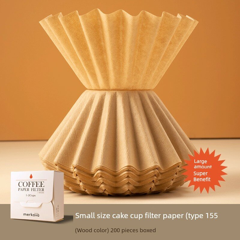 Маленькая кофейная фильтровальная бумага 155 мм, натуральный деревянный цвет, 200 листов в коробке для фильтрации
