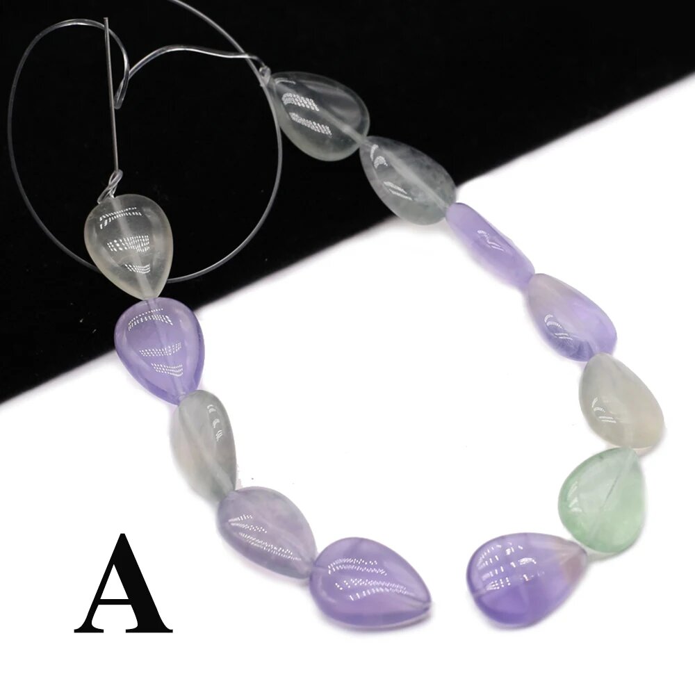 20 см бусины из натурального камня в форме капли воды флюорит свободная прокладка из бисера для DIY ювелирных изделий ожерелье браслет аксессуары 15x12 мм