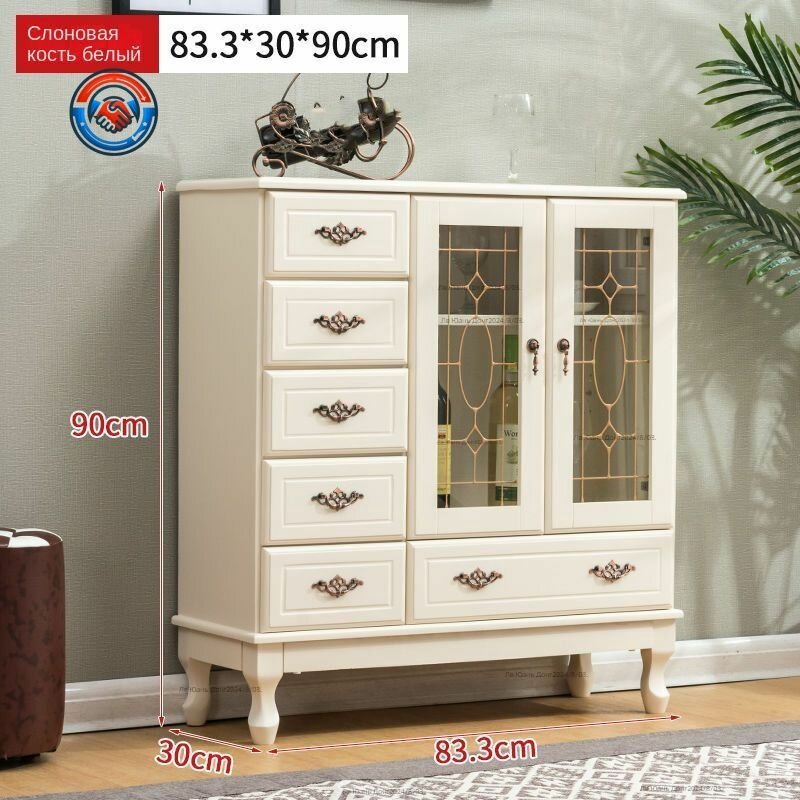 Буфет-консоль из массива павловнии с прозрачным стеклом и выдвижными ящиками, функциональный комод для кухни-гостиной, винный шкаф и стильная кладовая в одном