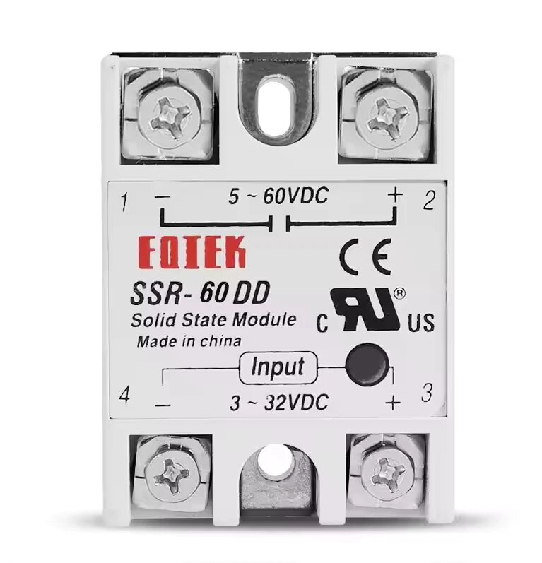 Однофазное твердотельное реле SINOTIMER SSR-60DD/SSR-80DD/SSR-100DD для постоянного тока 3-32В до 5-60В SSR-60DD