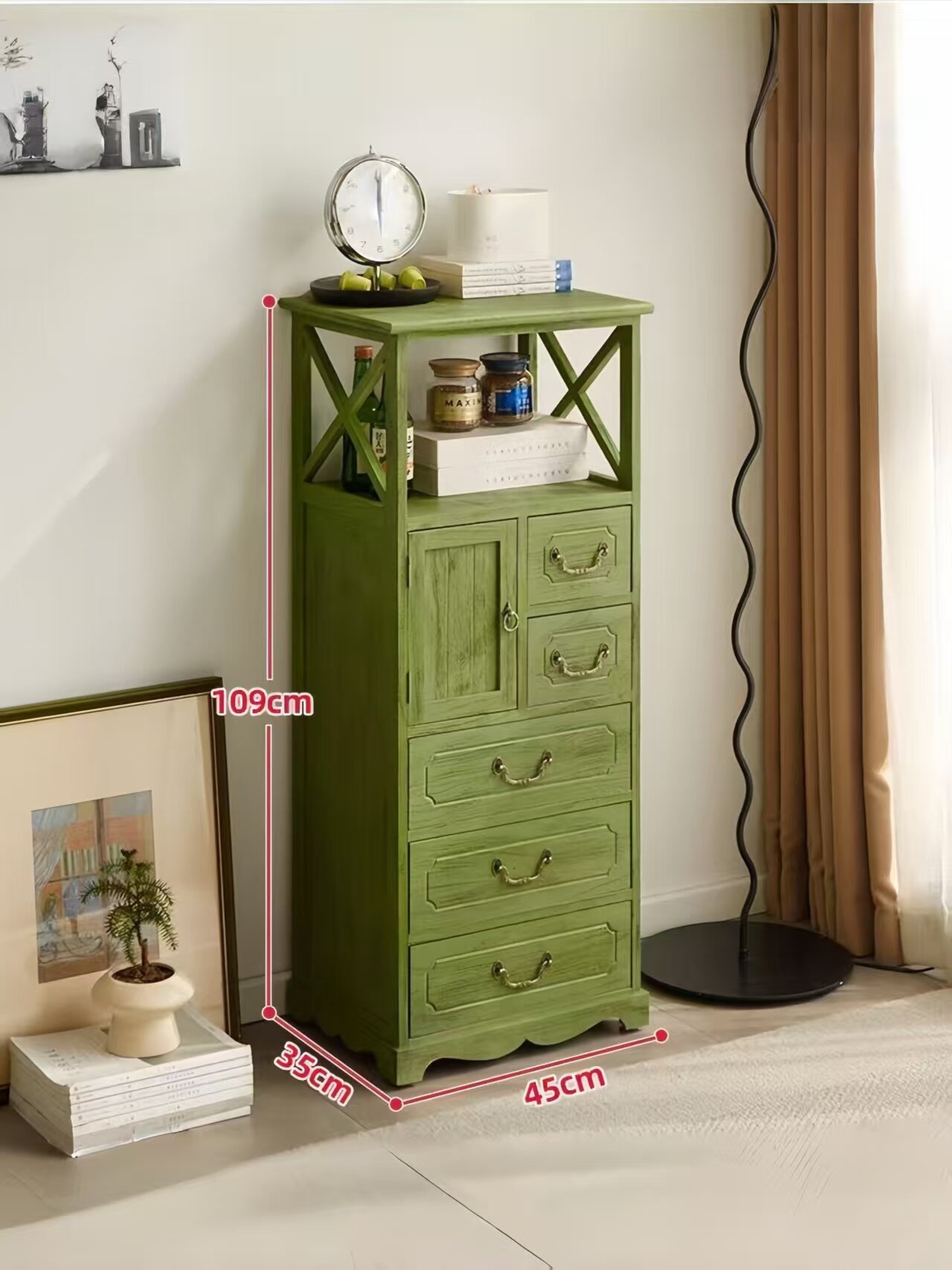 Комод из цельного дерева, простое хранение в стиле ретро, многослойный