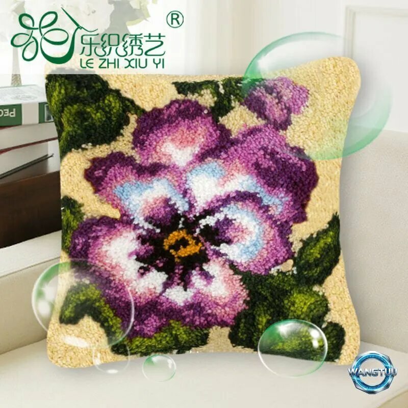 Ковровая вышивка набор для вышивания подушки /Красивые цветы/размером 43х43 см，（Рекомендуемые качественные продукты）