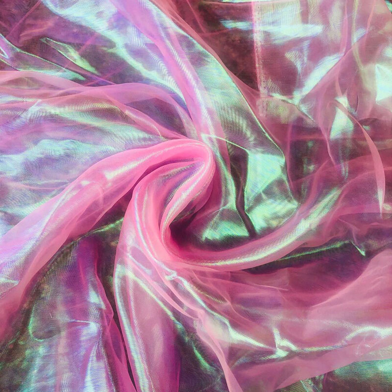 Лазерная тюлевая ткань разноцветная, органза для рукоделия 150х100 см для карнавальных костюмов, отделки платьев и аксессуаров