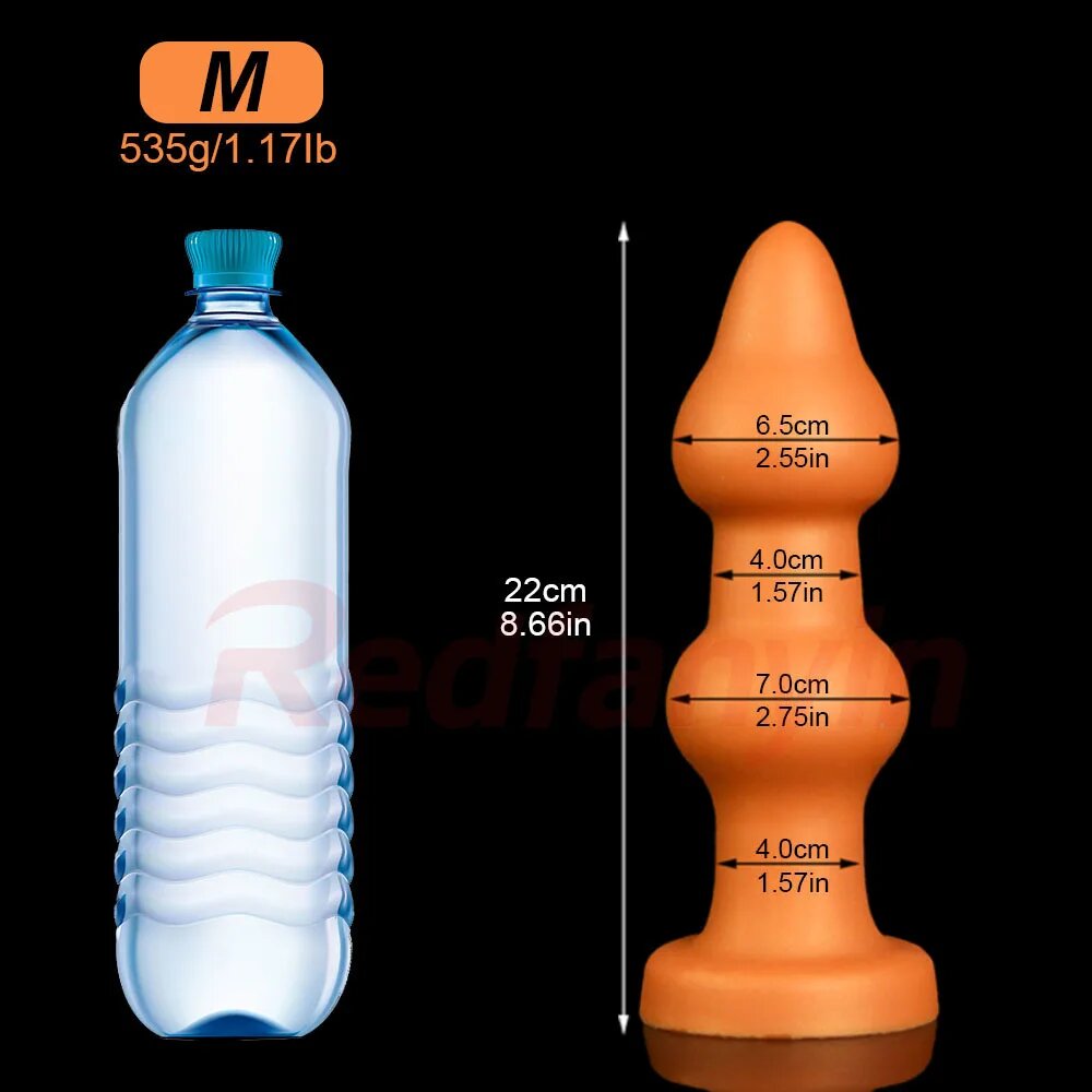 Длинная огромная анальная пробка 9 см, большие шарики, мягкая силиконовая анальная пробка, Gold M