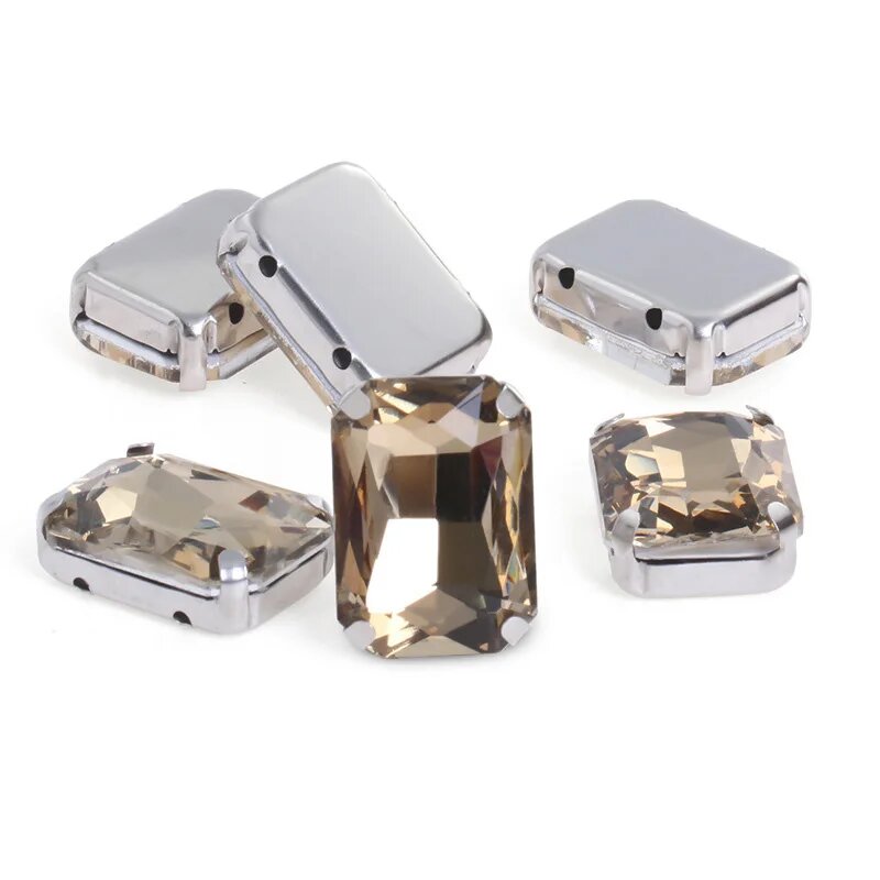 Стразы с когтями 10x14 мм, серебряный цвет, lt col topaz