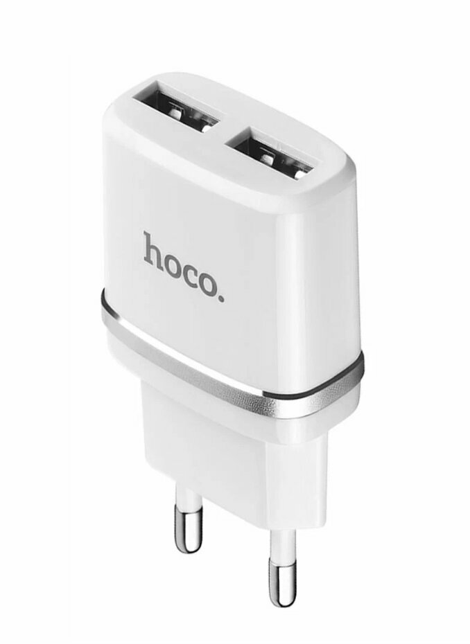 Сетевое зарядное устройство Hoco C12 Smart Dual USB Charger (EU) 2*USB, 2.4А, белый