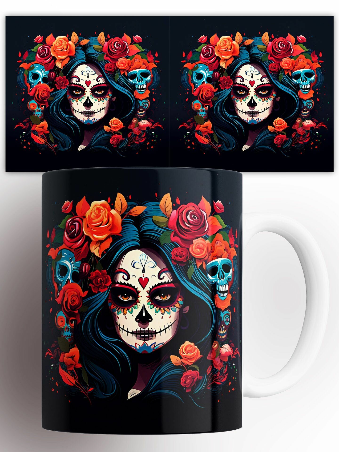 Кружка Мексиканские черепа Девушка 330 мл