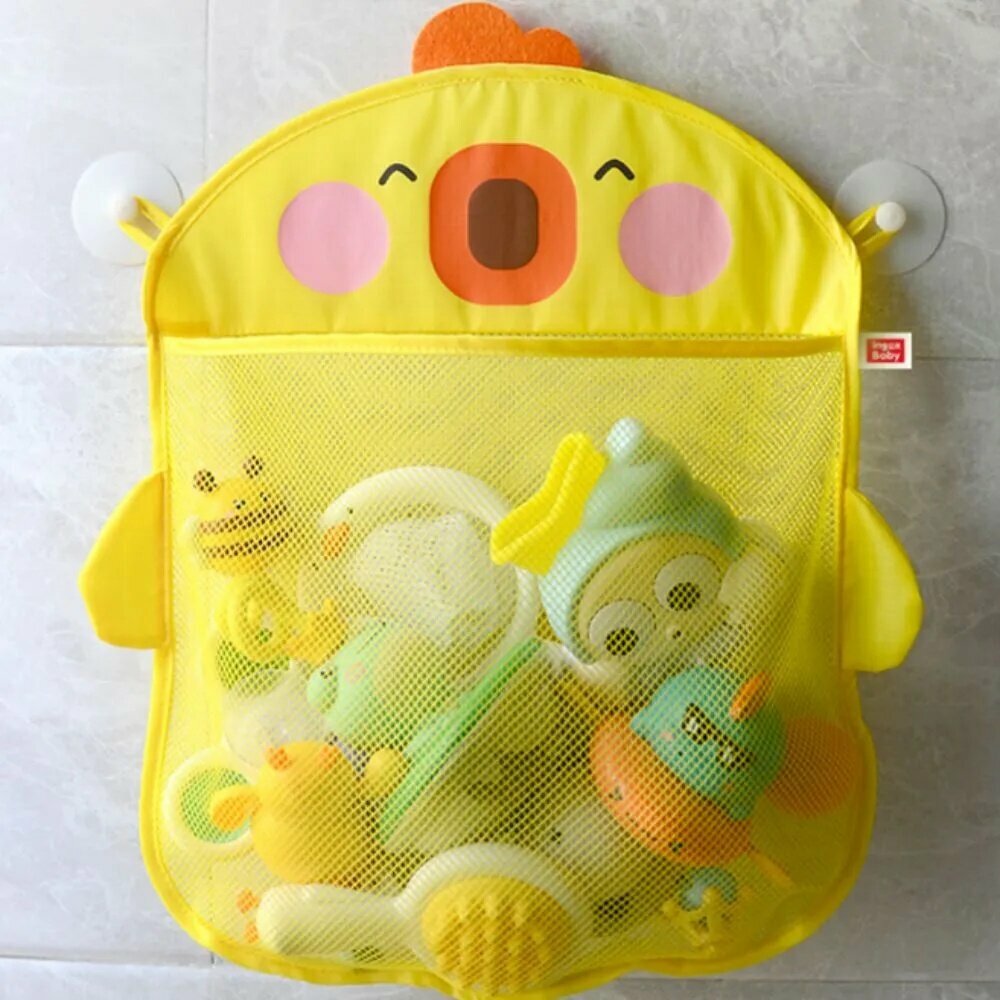 Сетка для хранения игрушек в ванной желтая компактная для детей быстро высыхающая