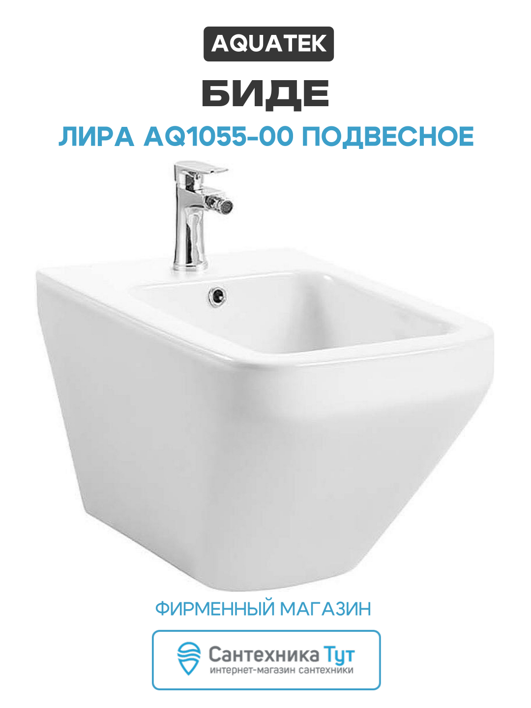 Биде Aquatek Лира AQ1055-00 подвесное Белое фарфор подвесной Германия